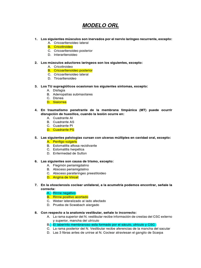 Modelo Orl-1 | PDF | Cabeza y cuello humanos | Especialidades Medicas