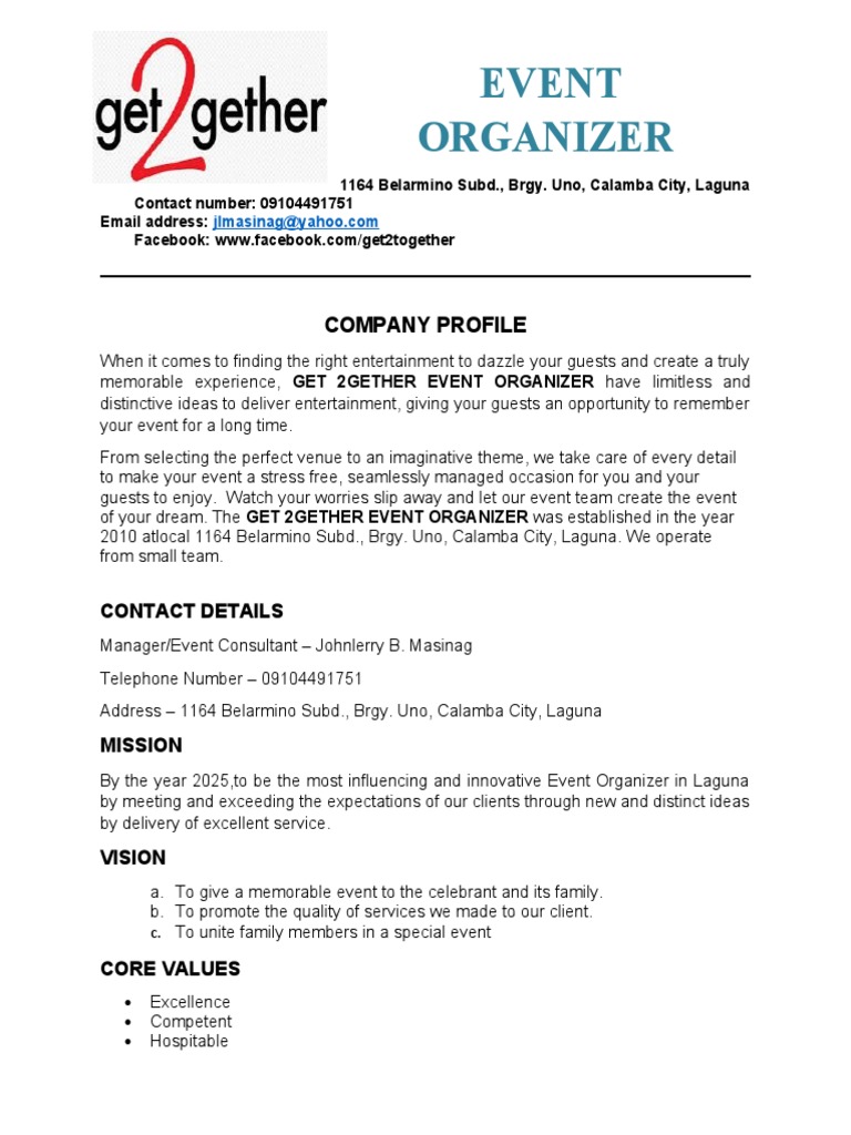Get 2gether Event Organizer Event Company Profile | PDF