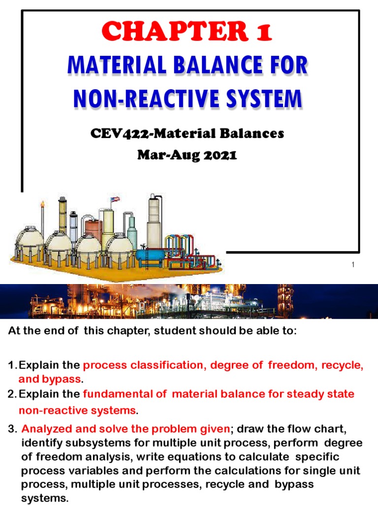 Chapter 1 Material Balance | PDF | Filtration | Chemical Reactor