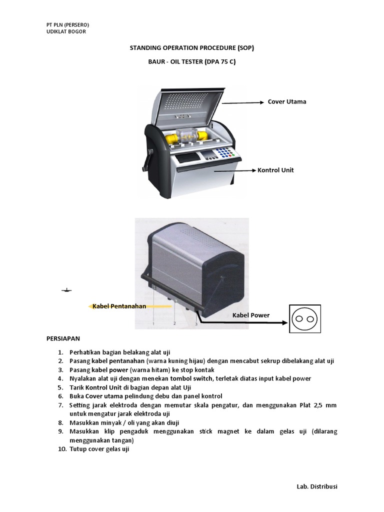 SOP Pengujian Baur Oil Tester DPA 75 C | PDF