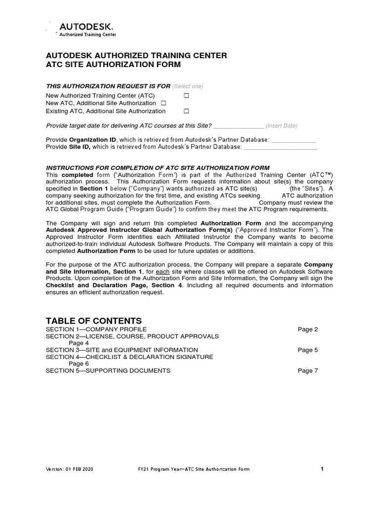 Form - Authorized Training Center (ATC) V Sept-2020 | PDF | Tax ...