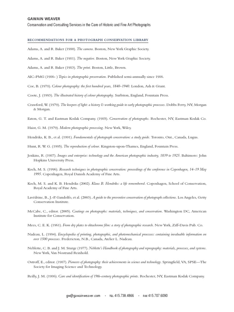 Recommendations Photo Conservation Library | PDF | Photograph | Vision