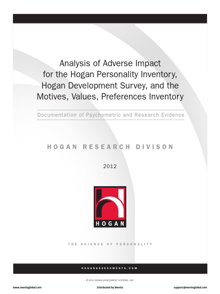 Hogan - Analysis of Adverse Impact For The Hogan Assessments | PDF ...