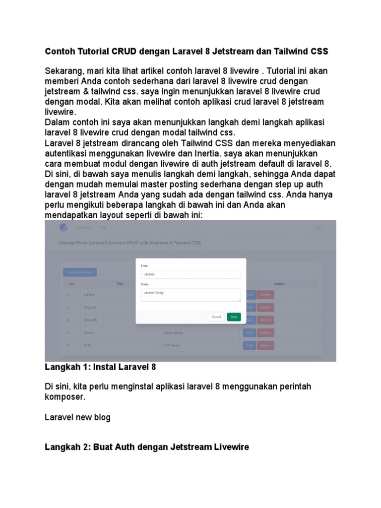 Laravel 8 Livewire JS CRUD With Jetstream | PDF | Komputer | Teknologi ...