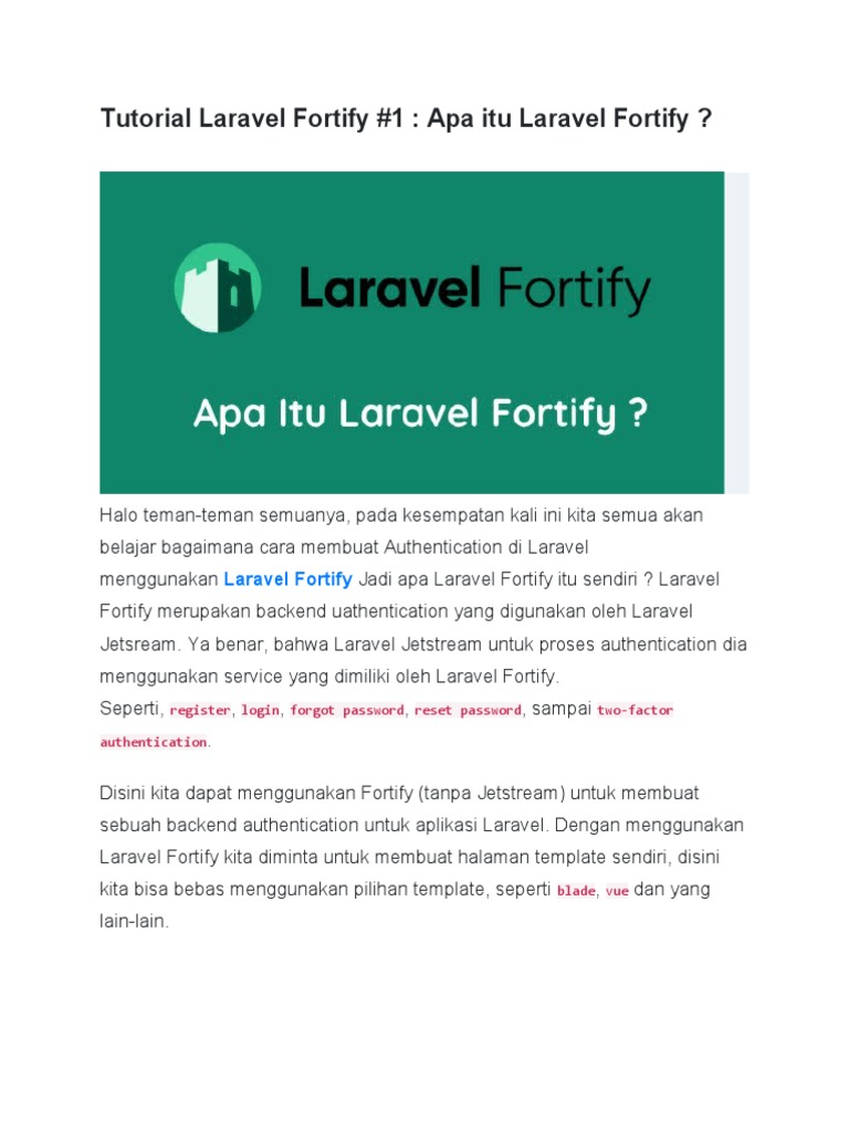 Tutorial Laravel Fortify | PDF Tutorial Laravel Fortify | PDF