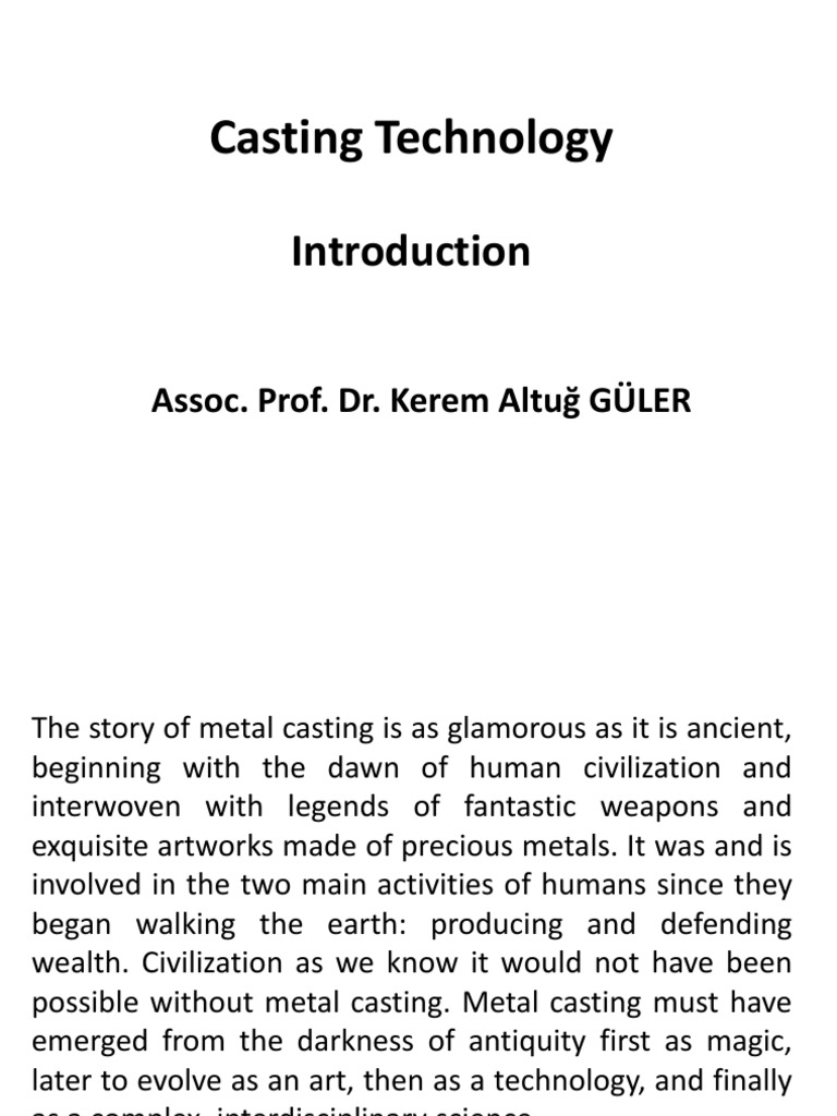 Casting Technology (Introduction) | PDF | Casting (Metalworking ...