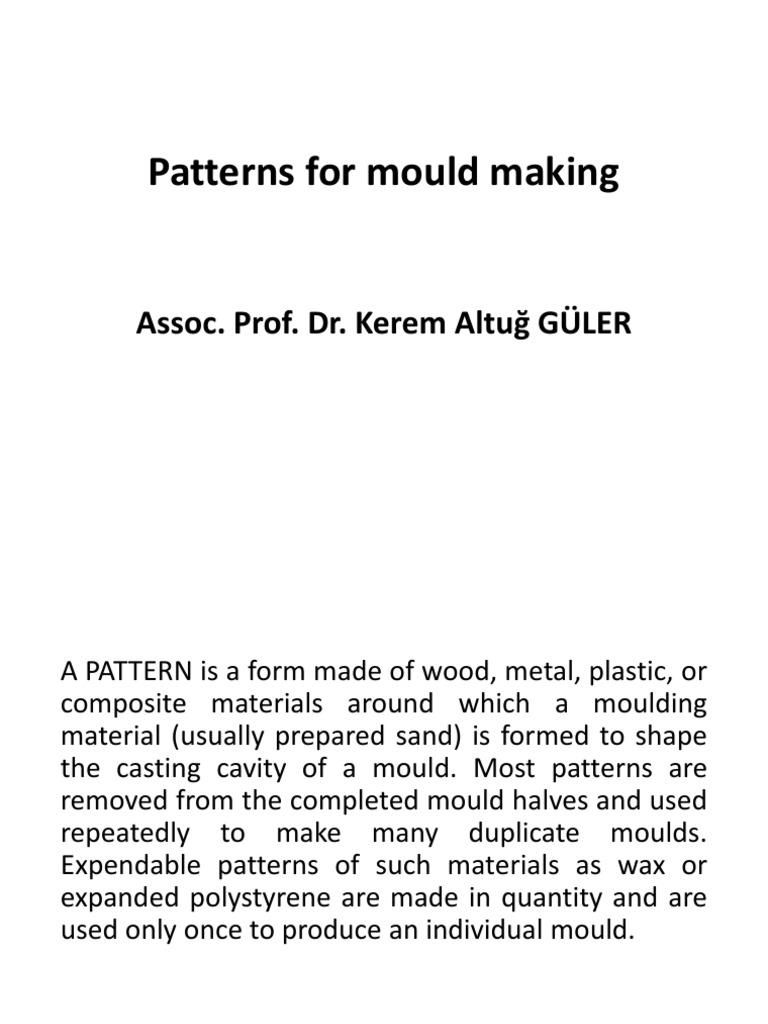Patterns For Mould Making | PDF | Casting (Metalworking) | Materials ...