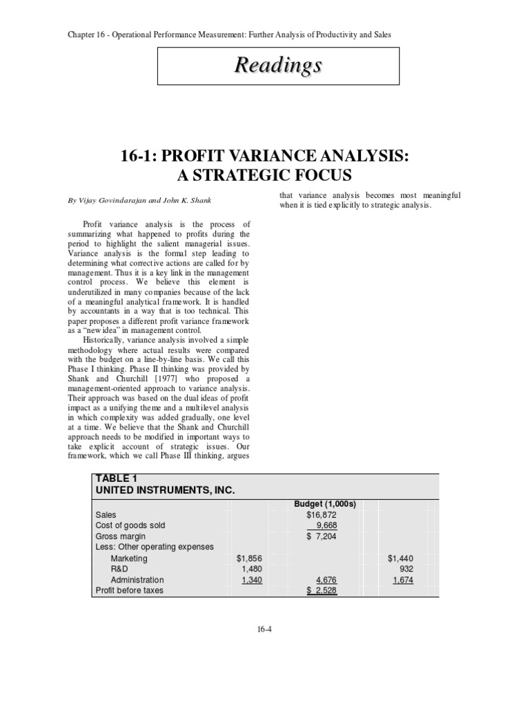 Guide1 Govindarajan - PROFIT VARIANCE ANALYSIS | PDF | Strategic ...