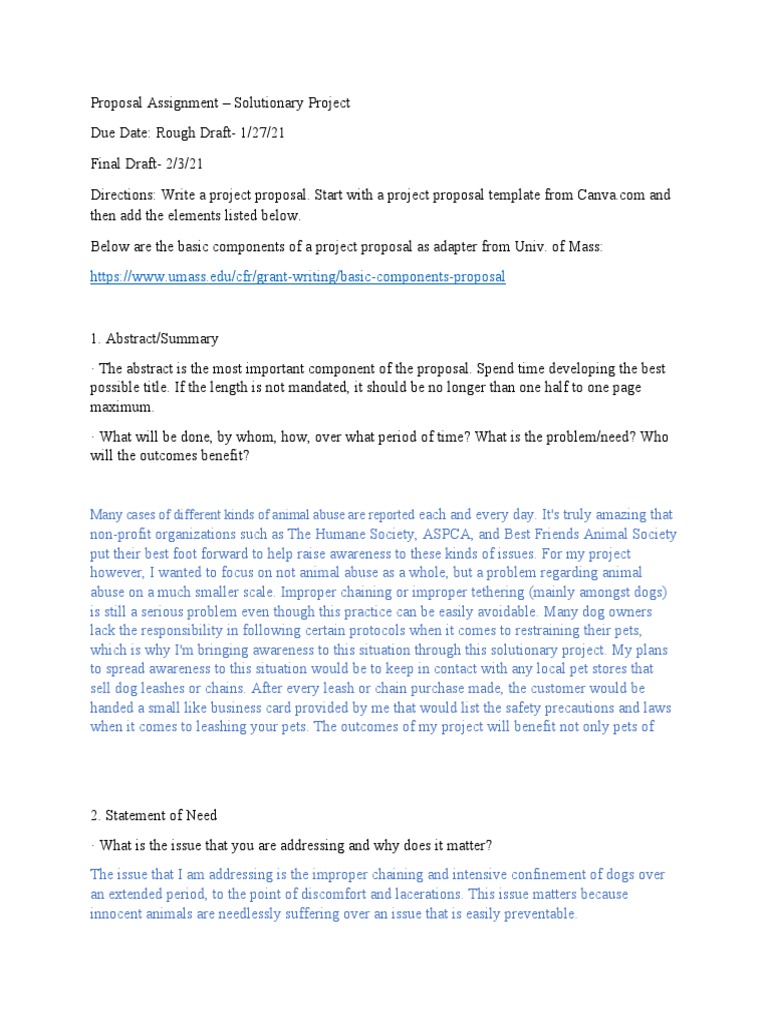 Solutionary Project Proposal Quintin Barrett | Download Free PDF | Leash | Cruelty To Animals