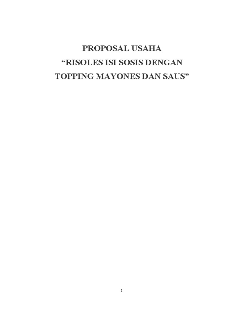 Proposal Usaha Risol | PDF