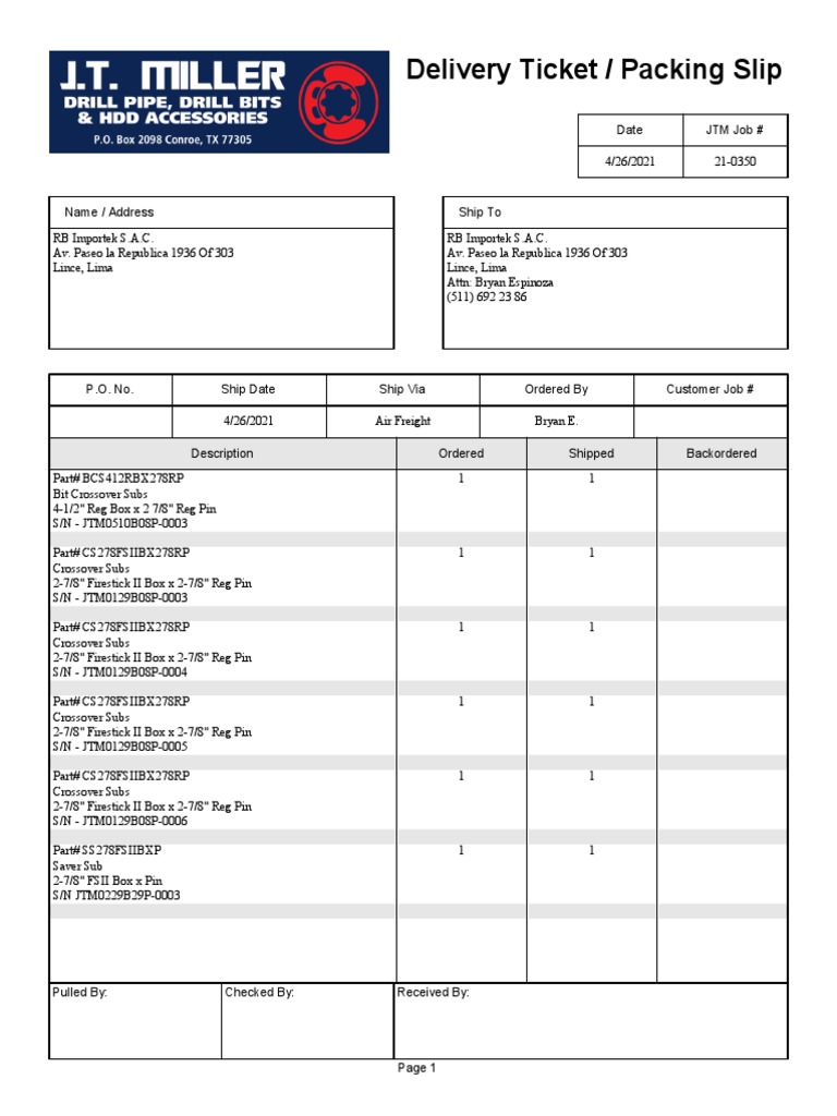 Delivery Ticket / Packing Slip | PDF | Government Finances | Taxes