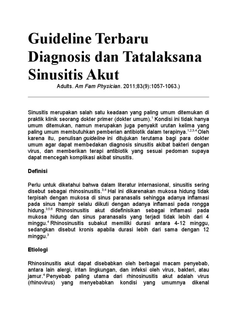 Guideline Terbaru Diagnosis Dan Tatalaksana Sinusitis Akut | PDF