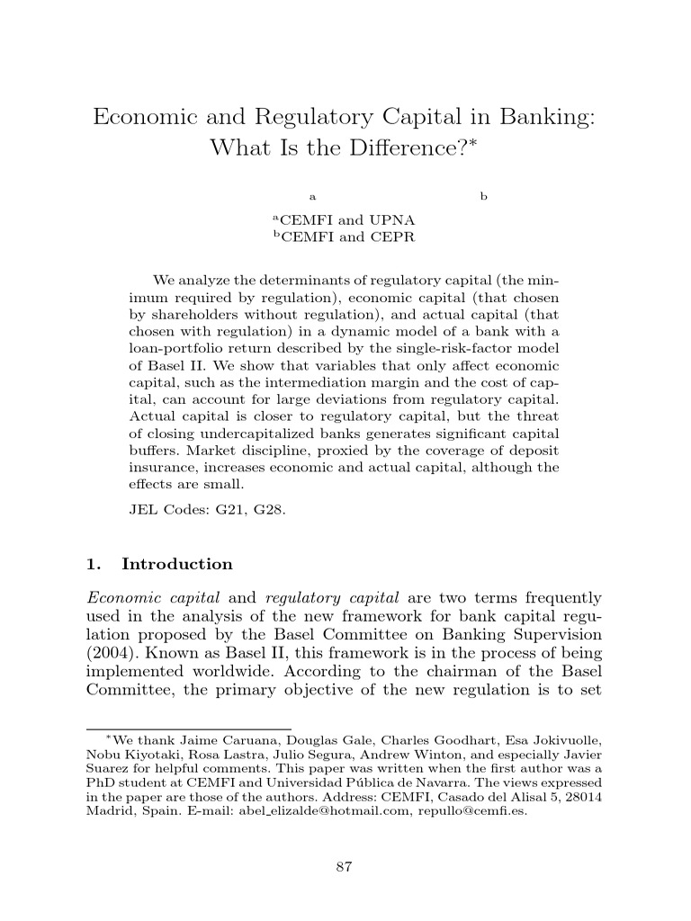 Economic and Regulatory Capital in Banking-What Is Difference | PDF ...