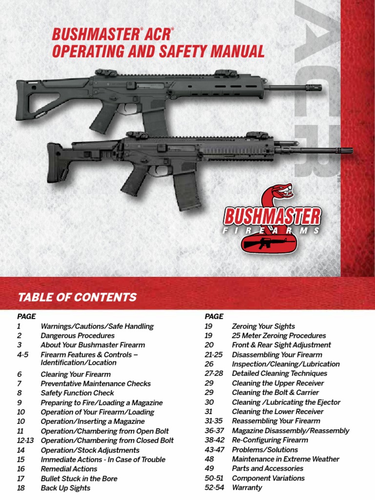 ACR Owners Manual | PDF | Cartridge (Firearms) | Trigger (Firearms)
