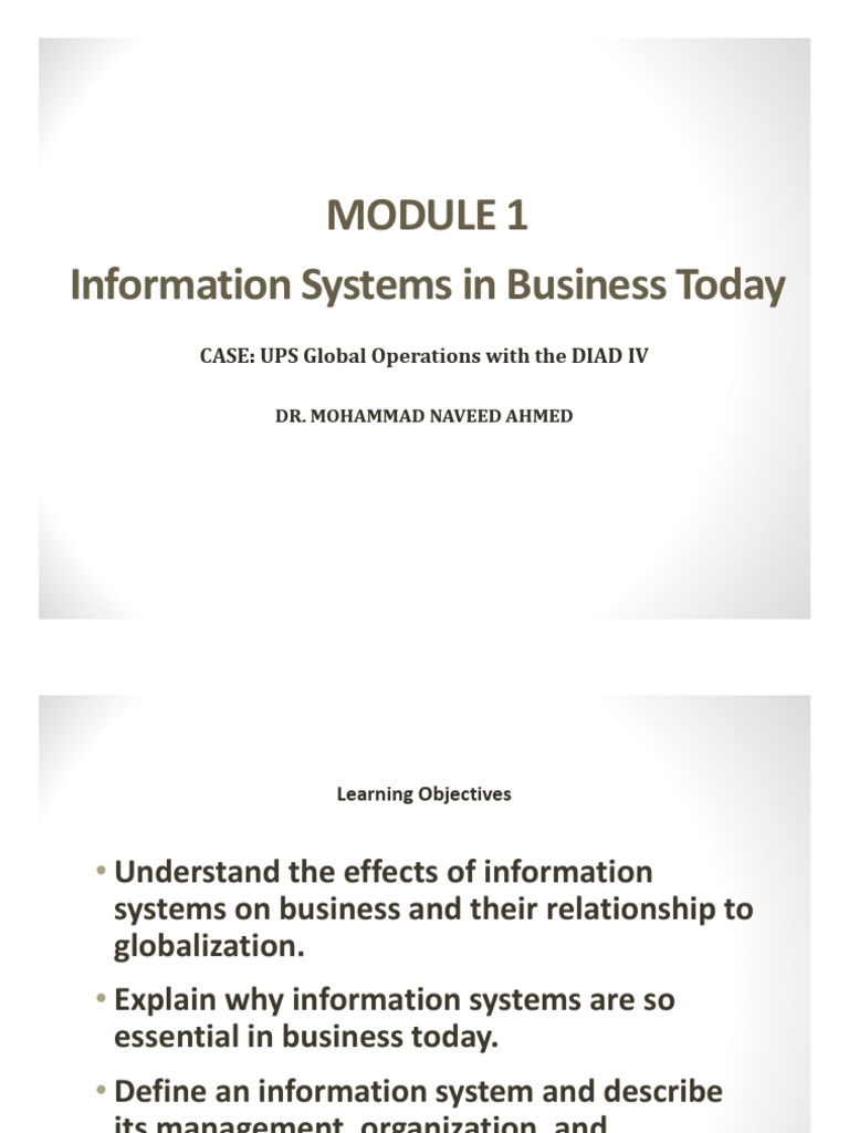 Information Systems in Business Today: CASE: UPS Global Operations With ...