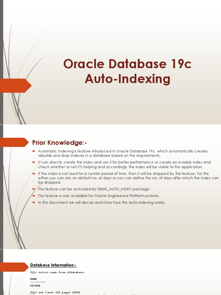 Oracle Database 19c Auto-Indexing | PDF | Database Index | Computer Data