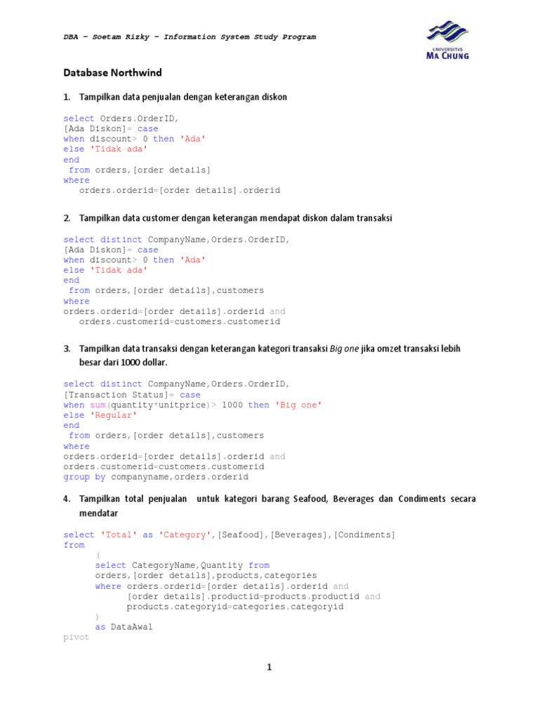 Database Northwind - 3 - With Answers PDF | PDF