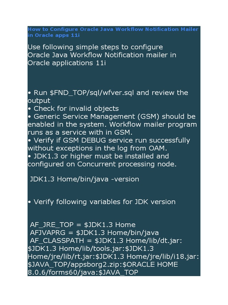Oracle Work Flow Mailer Set Up Procedures | PDF | Software Engineering | Information Technology
