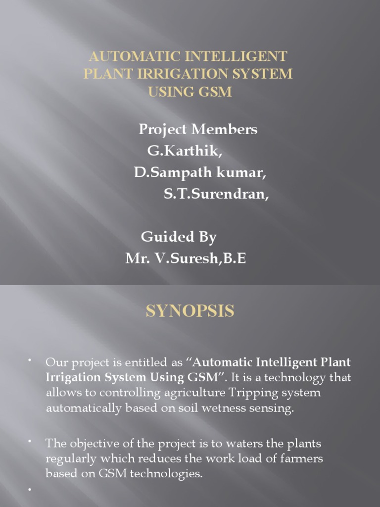 Automatic Intelligent Plant Irrigation System Using GSM | Download Free ...