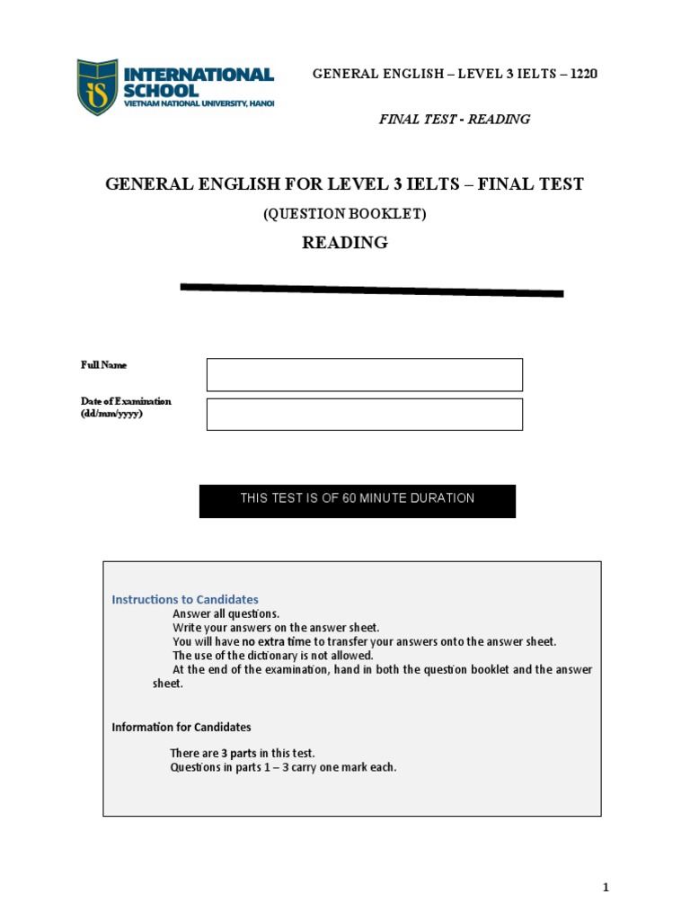 GE3 IELTS - Reading FINAL - Question Booklet - HUONG 1220 | PDF | Graffiti | Electrical Grid