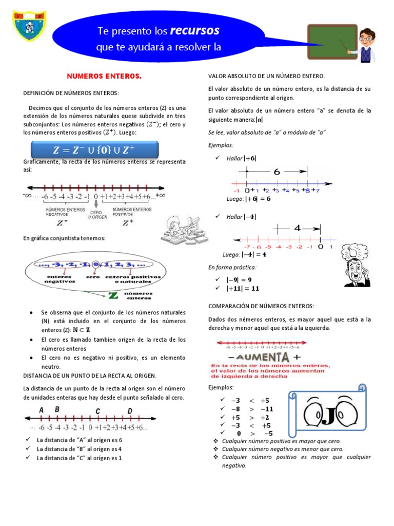 Números Enteros (1° Sec) | PDF | Entero | Número natural