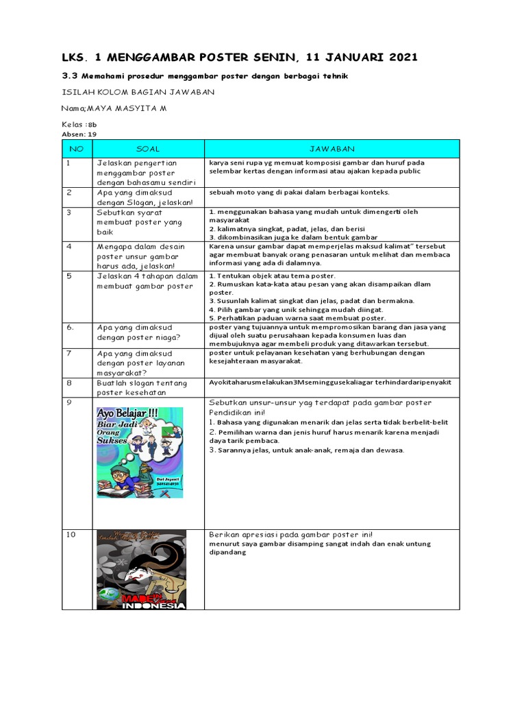 (Template) LKS.1 GAMBAR POSTER 8, ... JAN 2021 | PDF