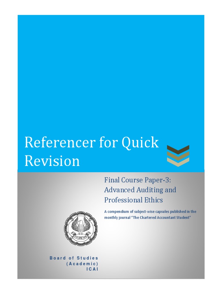 Audit - Final Revision Capsule by ICAI | PDF | Internal Audit | Audit
