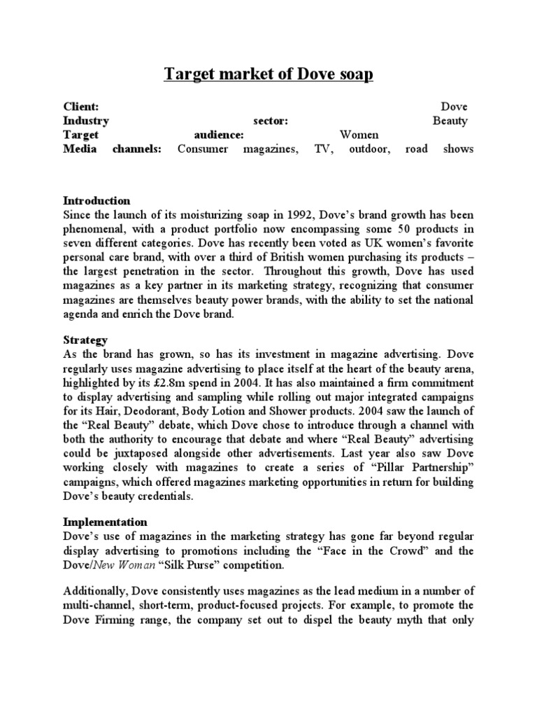 Dove Soap's Target Market Strategy | PDF | Advertising | Brand