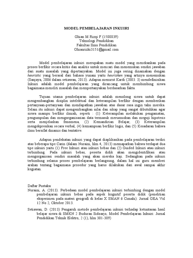 Model Pembelajaran Inkuiri | PDF