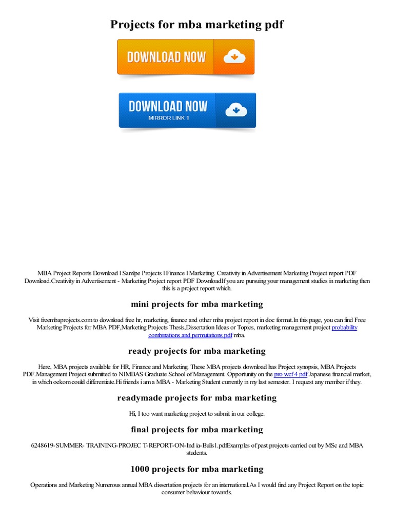 Projects For Mba Marketing PDF | PDF