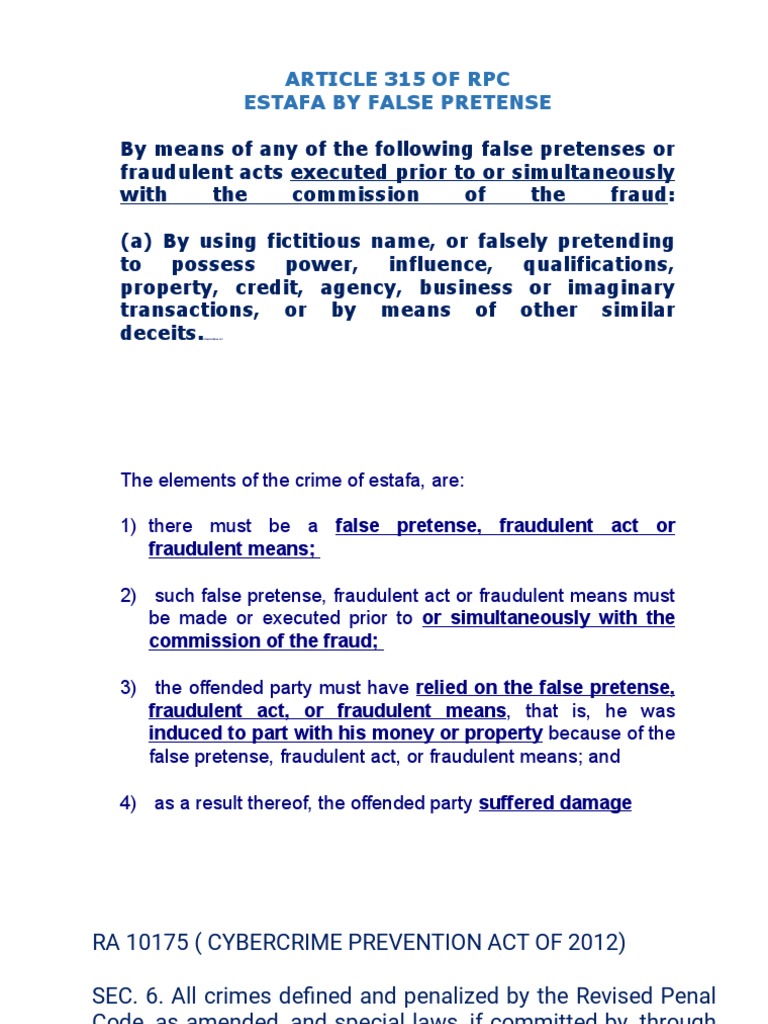 Estafa by Deceit | PDF