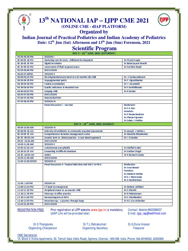 13 National Iap - Ijpp Cme 2021: Scientific Program | Download Free PDF ...
