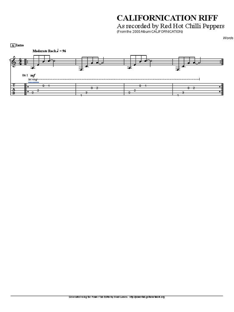 RHCP - Californication Riff | PDF