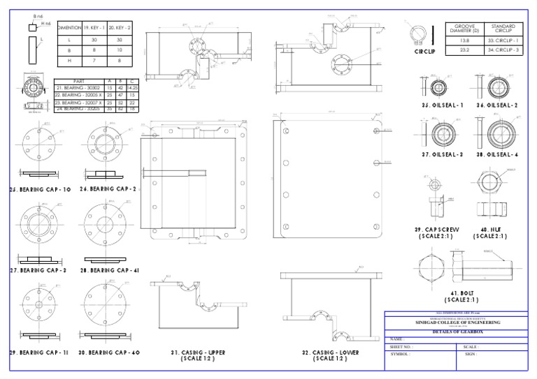 Gearbox Assembly Drawing Details | PDF | Screw | Metalworking