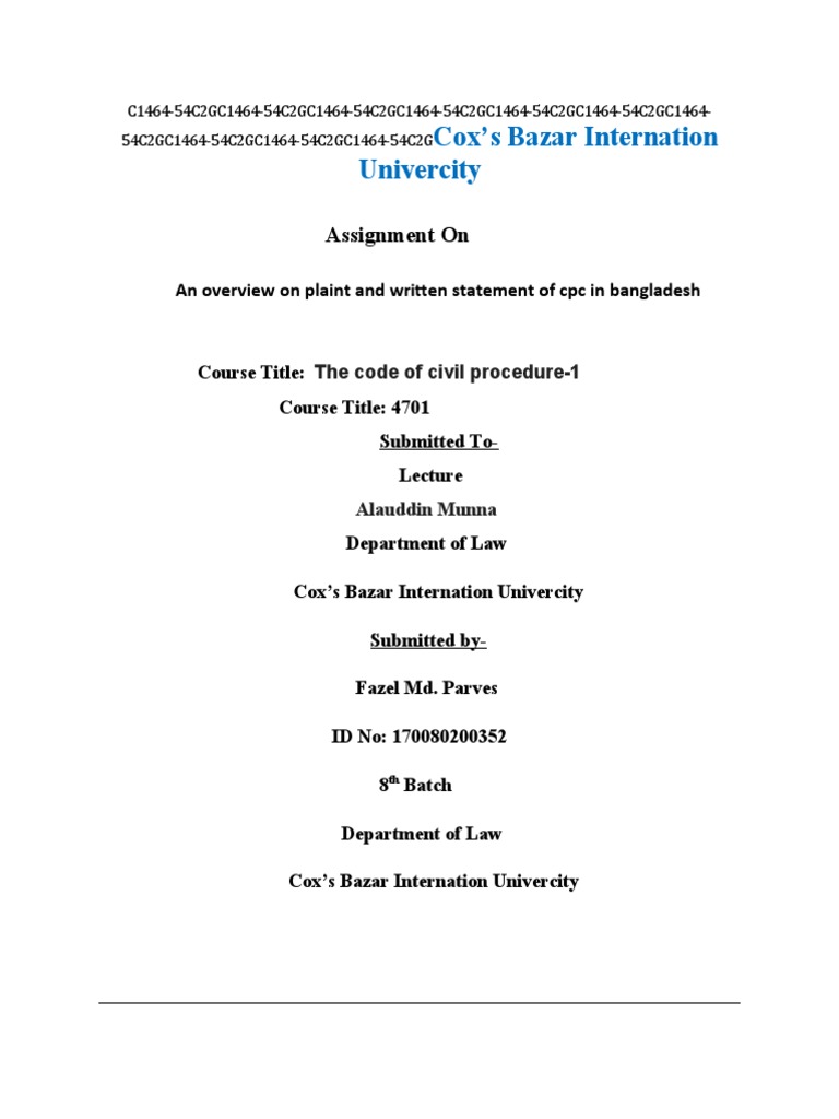 An Overview On Plaint and Written Statement of CPC in Bangladesh | PDF ...