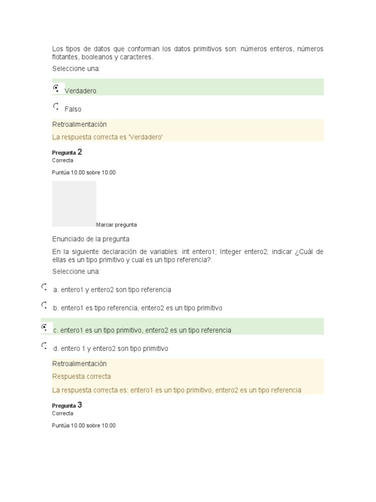 Respuestas Examen 1 | PDF | Java (lenguaje de programación) | Tipo de datos