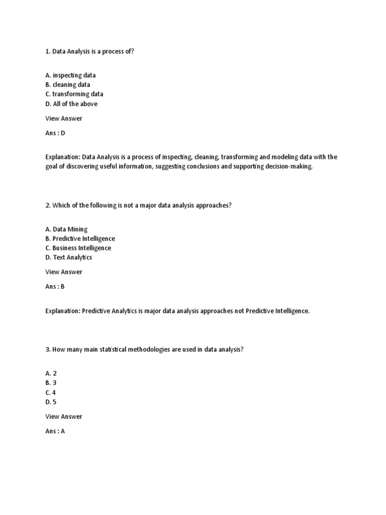 Research MCQS, Data Analysis | PDF | Data Analysis | Statistics