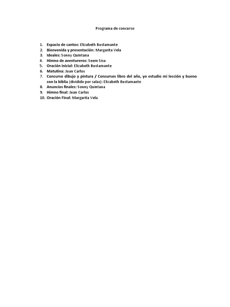 Programa de Concurso | PDF