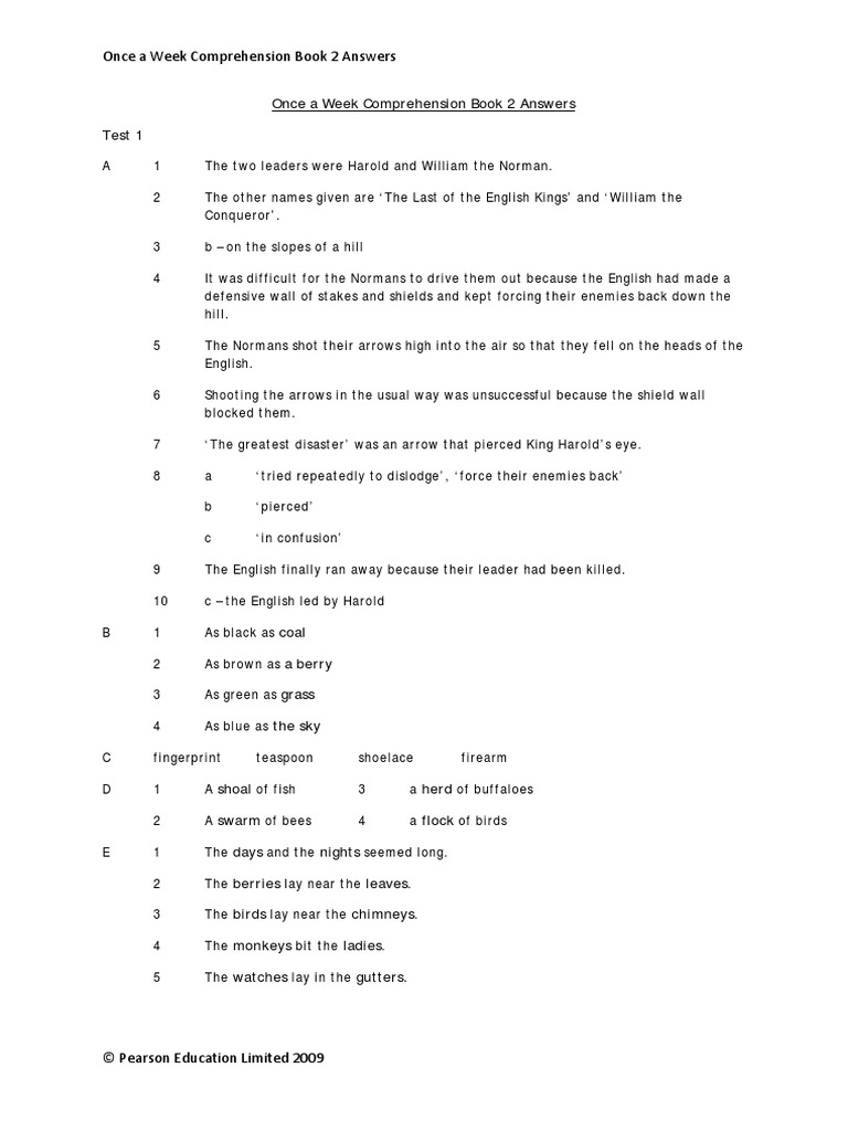 Once A Week Comprehension Book 2 Answers Test 1 | PDF | River Thames ...