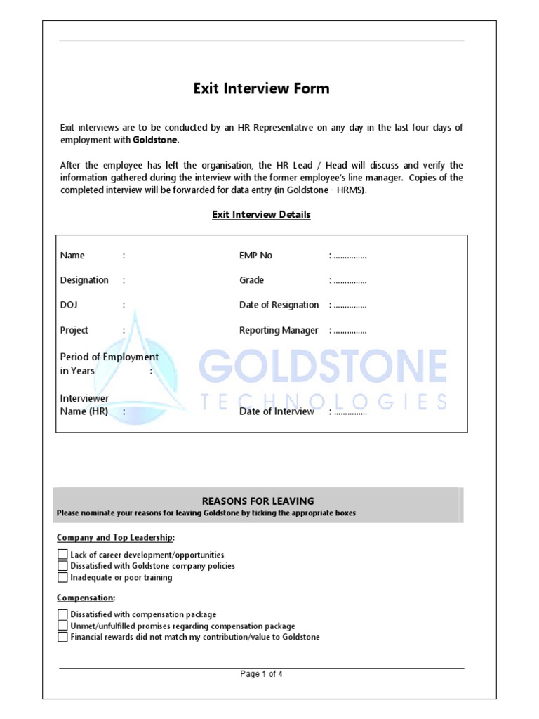 GTL Exit Form | PDF | Employment | Business