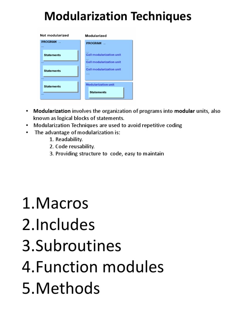 Modularization Techniques | PDF | Subroutine | Macro (Computer Science)