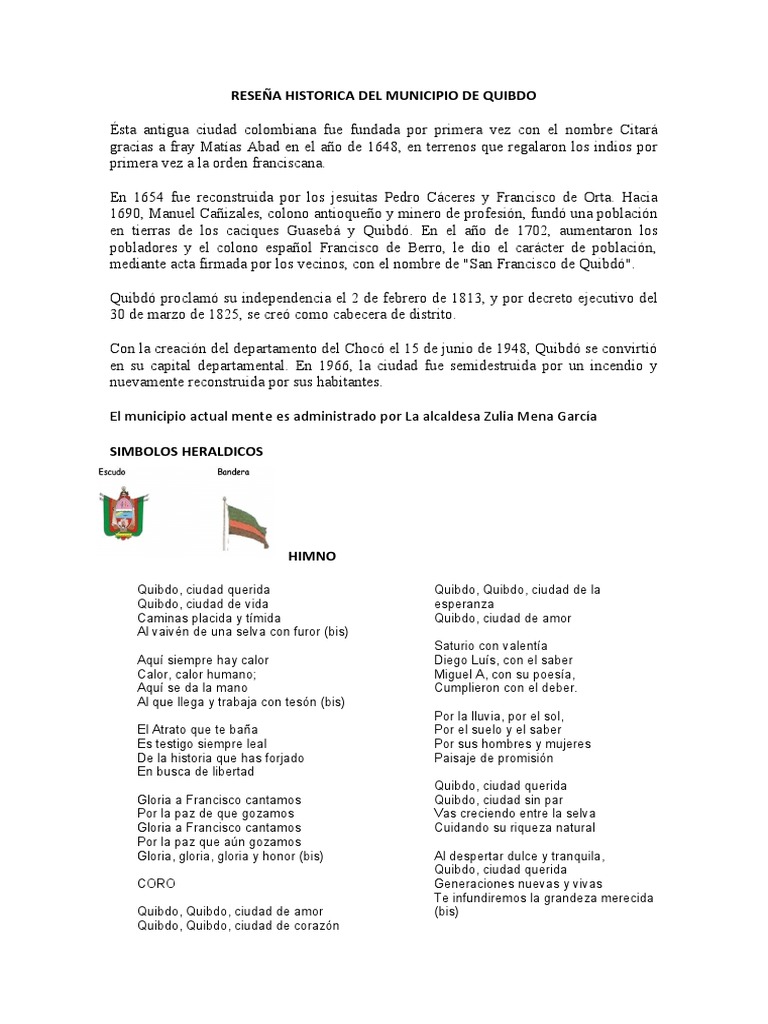 Resena Historica Del Municipio de Quibdo | PDF | Science | Tecnología ...