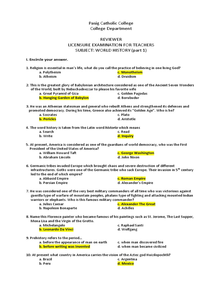 World History - Answer Key | PDF | Babylon | Nuclear Weapons