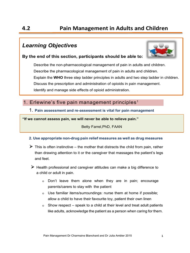 4.2 Pain Management in Adults and Children: Learning Objectives | PDF ...