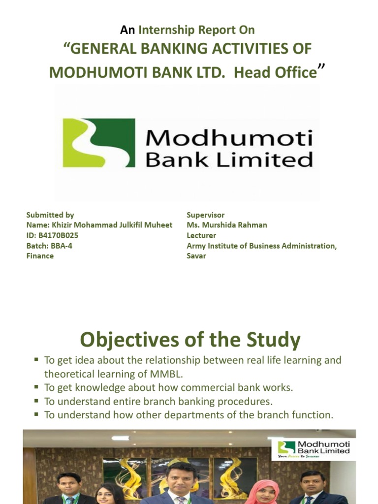 "General Banking Activities of Modhumoti Bank Ltd. Head Office | PDF ...