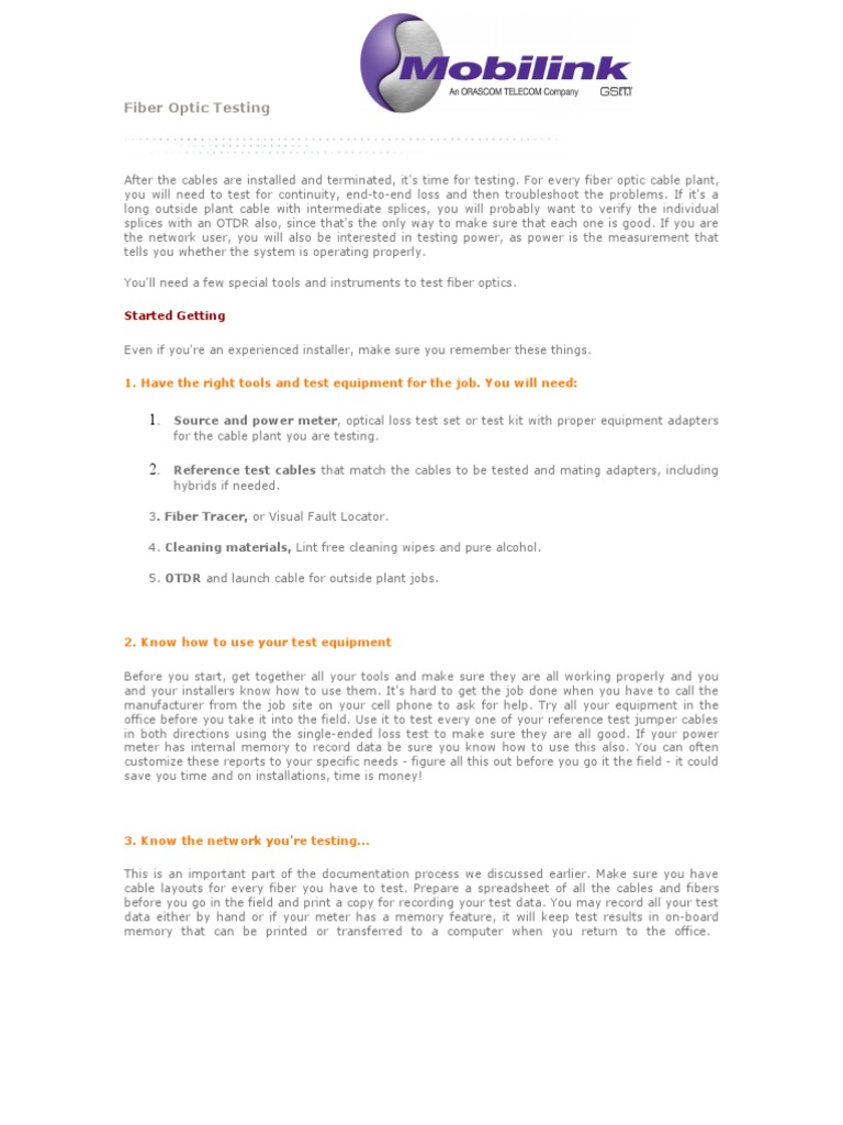 Fiber Optic Testing: Started Getting | Download Free PDF | Attenuation ...
