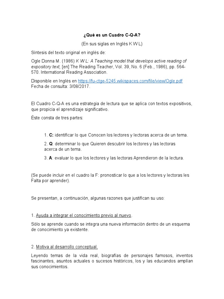 Cuadro Cqa | PDF | Aprendizaje | Modificación de comportamiento