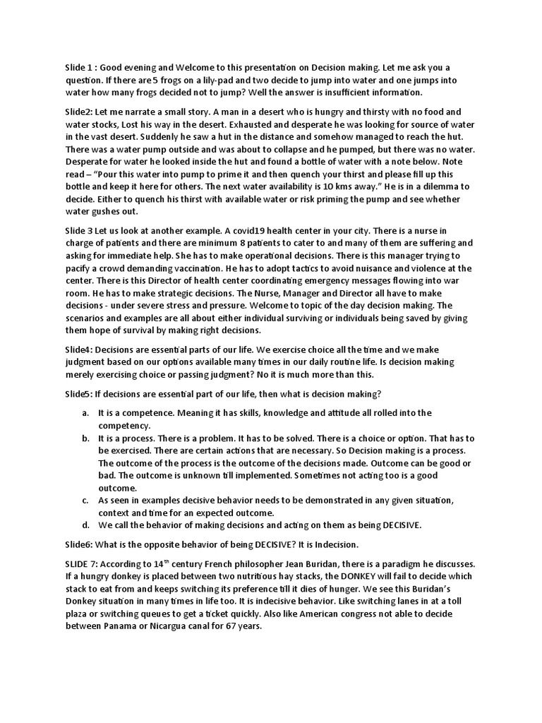 Decision Making Primer PPT Notes Srinivas Vedula | PDF | Business Model ...