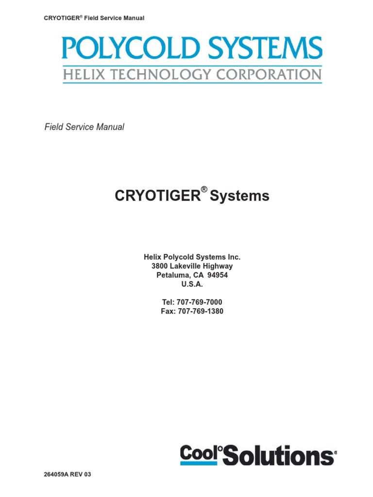 Cryotiger Systems: Field Service Manual | PDF | Legal Remedy | Gases