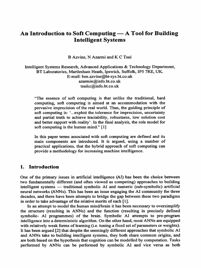 An Introduction To Soft Computing M A Tool For Building Intelligent Systems | PDF | Fuzzy Logic ...